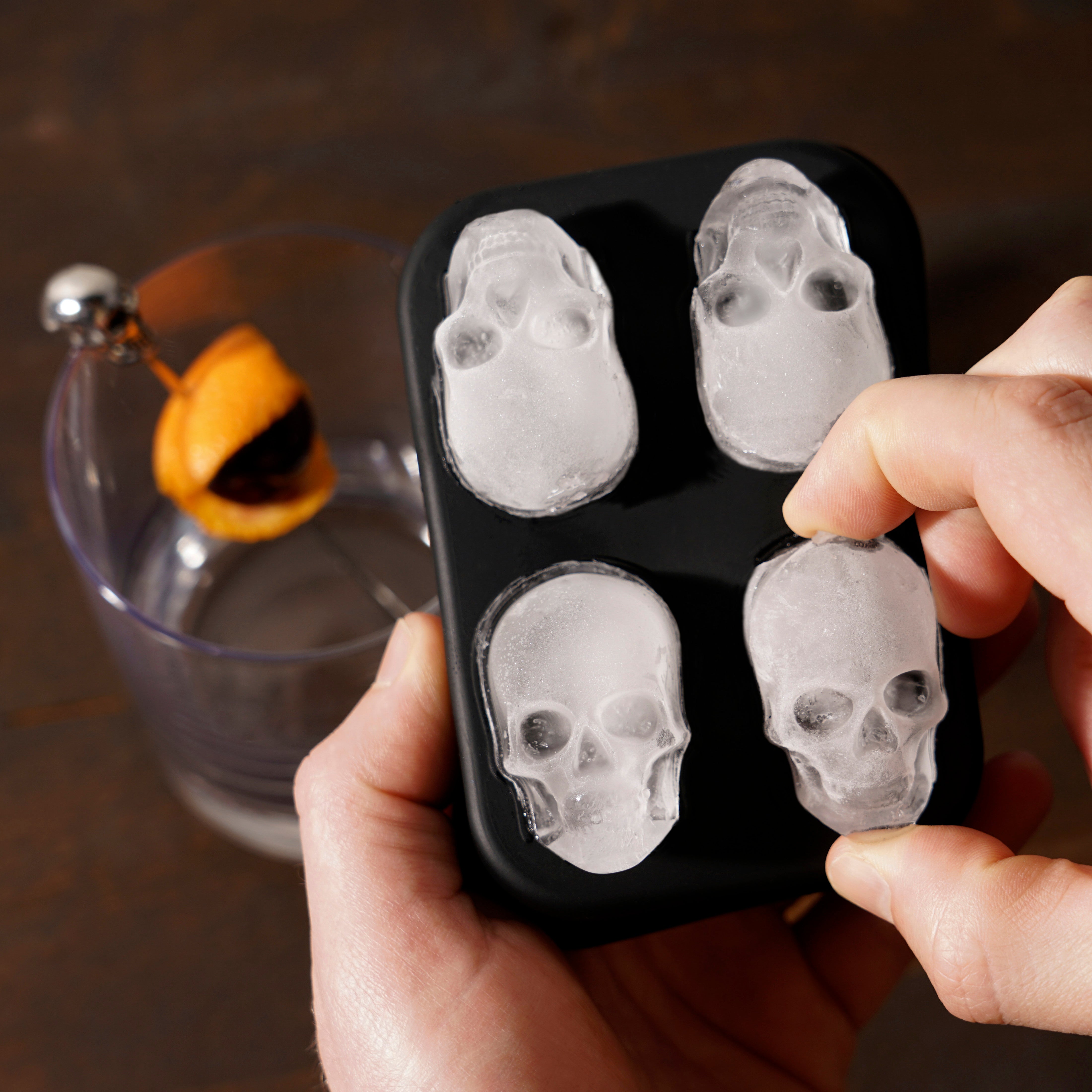 Foster & Rye Skull Ice Mold, Flexible Silicone Tray, Makes 1.5 Inch Ice ...